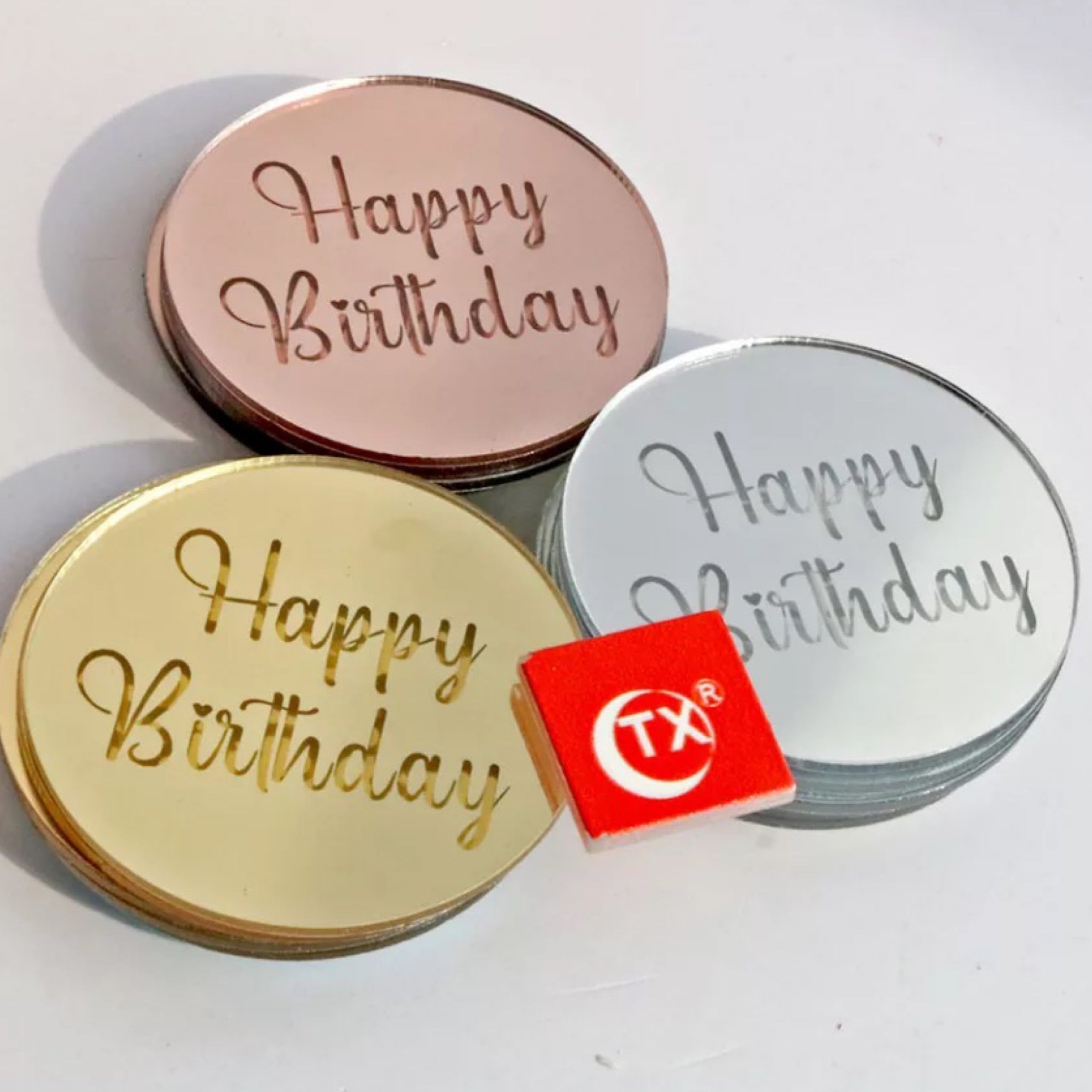 Acrylic Happy Birthday Disc - Cupcake Topper Single | Gippsland Cake Co.
