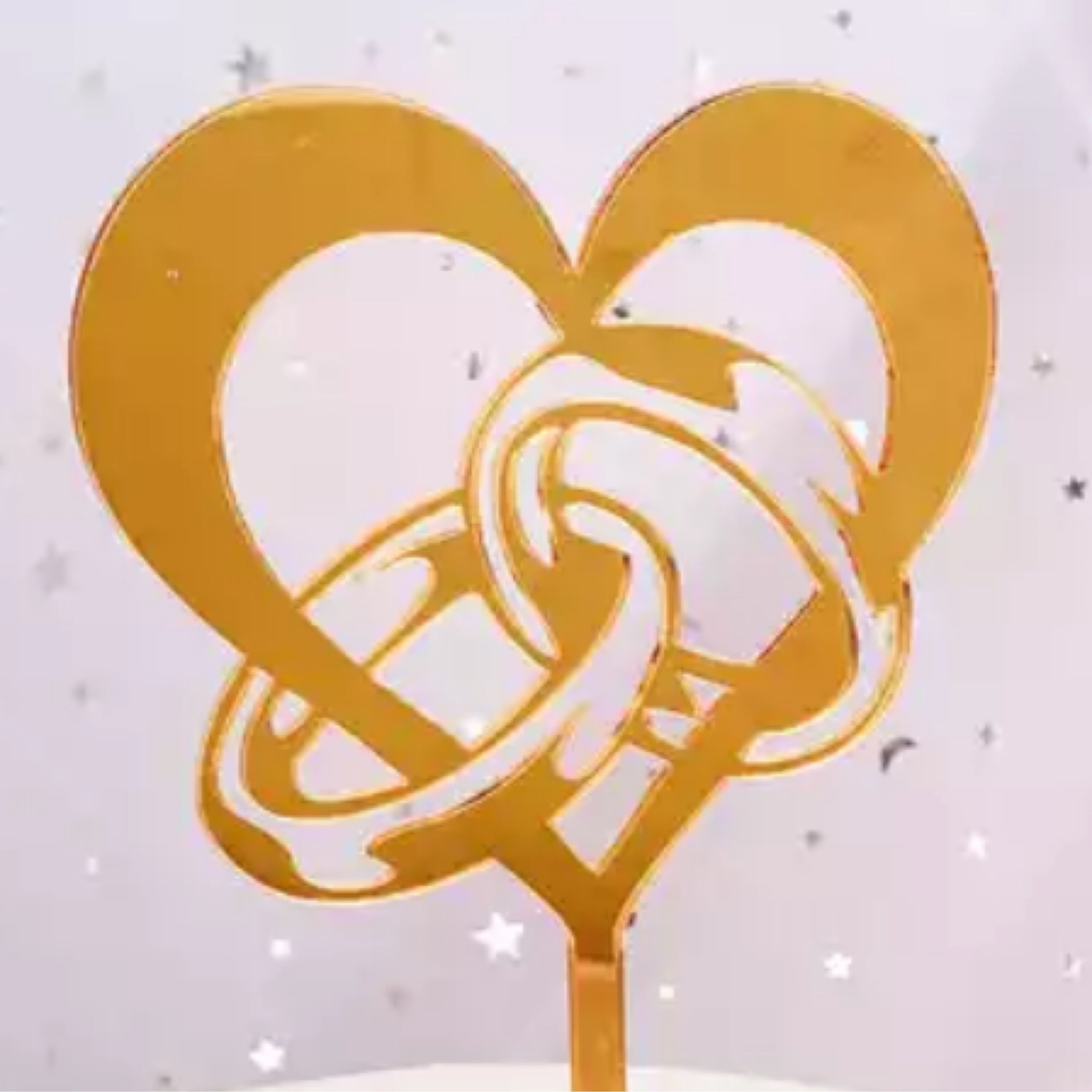 Entwined Rings and Heat Gold Acrylic Topper | Gippsland Cake Co.
